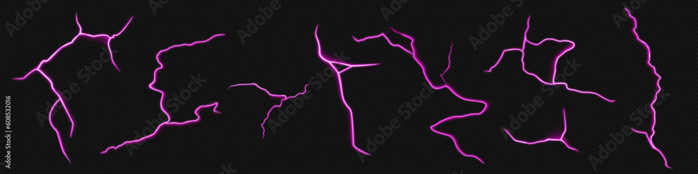 Realistic lightning bolt pattern set, black transparent background ...
