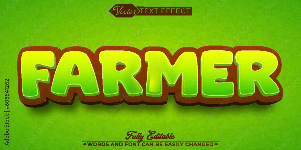 Cartoon Farmer Editable Text Effect Template Stock Vector | Adobe Stock