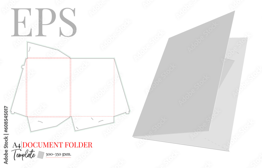Document Folder Template A4. Vector with die cut, laser cut layers ...