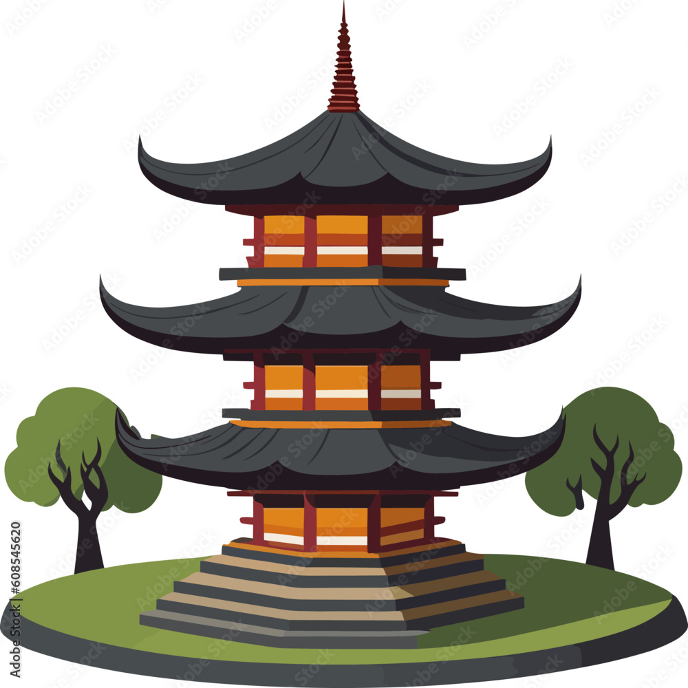 Simple Pagoda Line Drawing