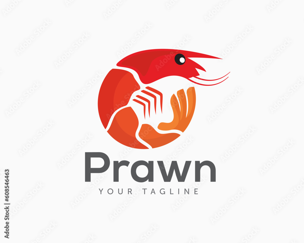prawn shrimp formed circle abstract logo icon symbol design template ...