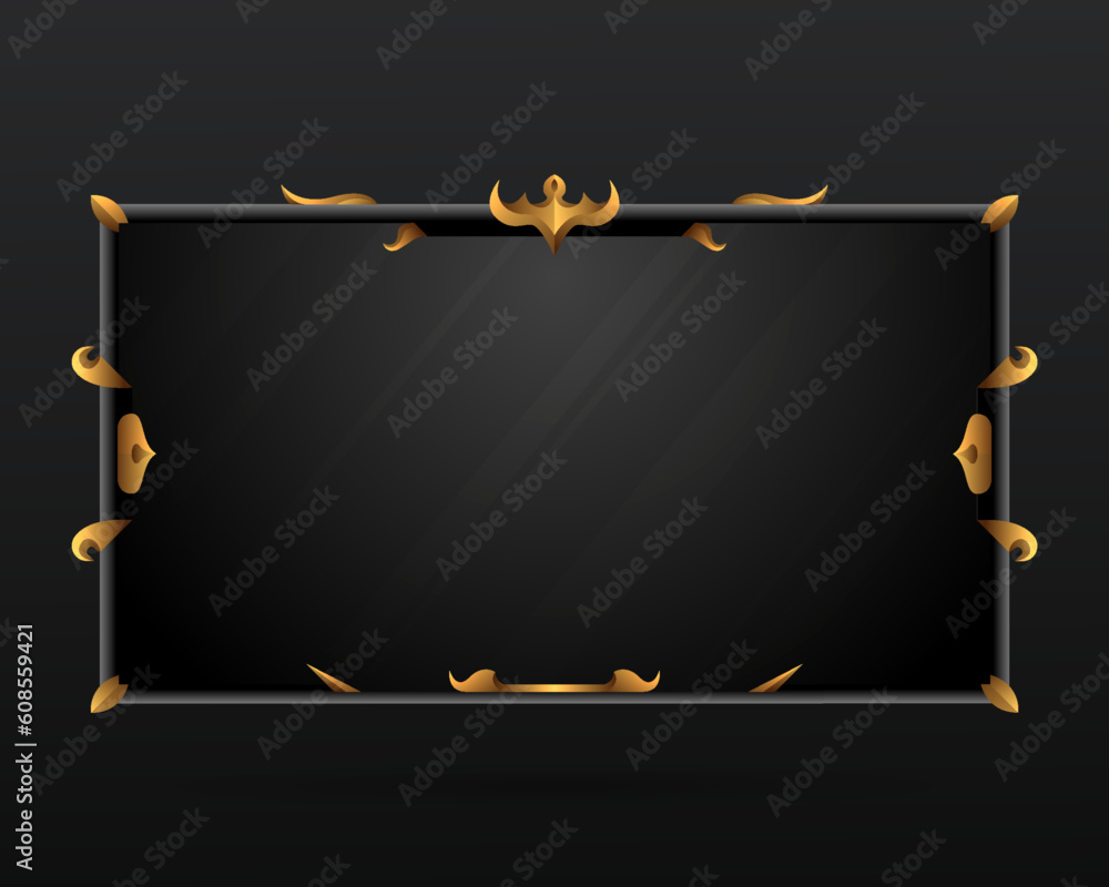 Black and gold fantasy vintage style game overlay screen gui border ...