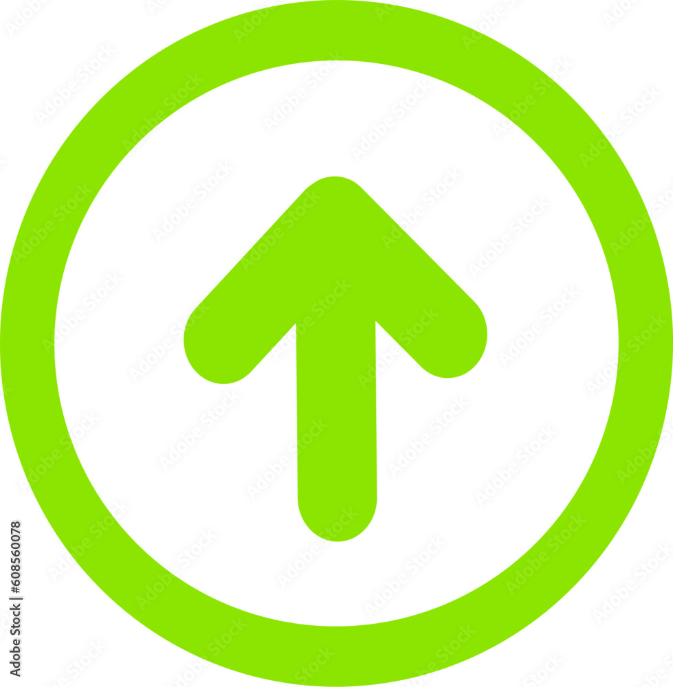Arrow Up vector icon. This rounded flat symbol is drawn with green eco ...