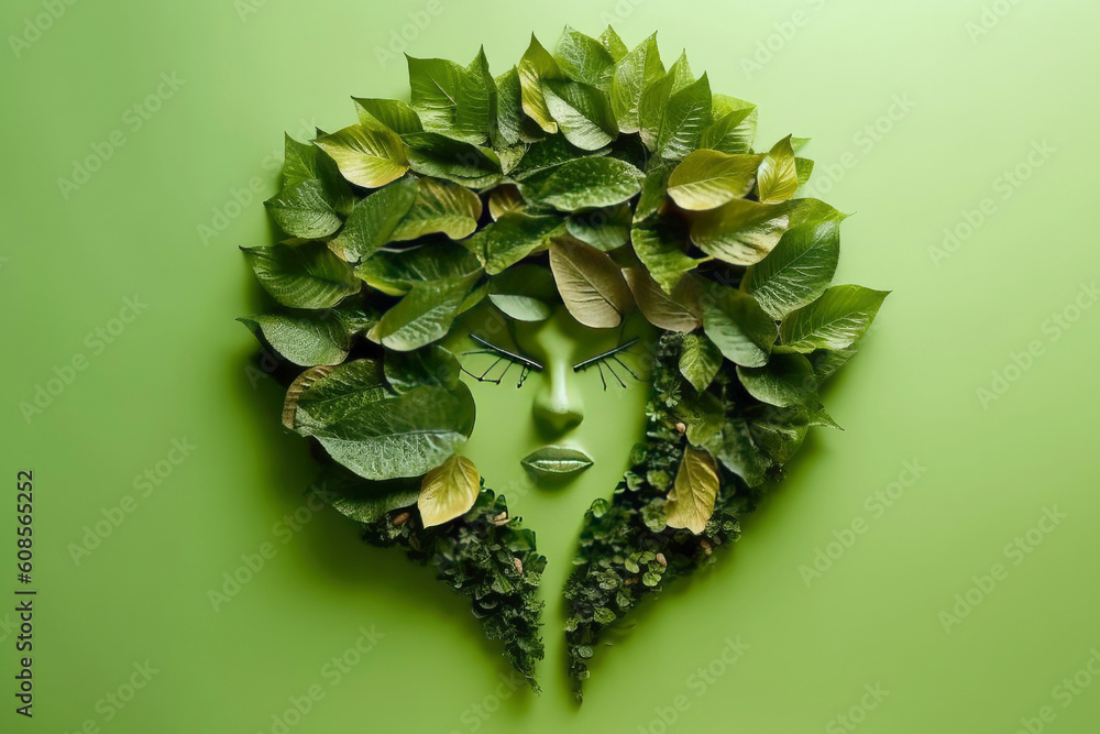 Abstract environment conservation leaves art style of green nature and ...