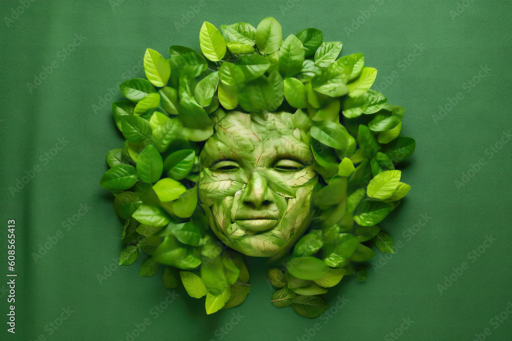 Abstract environment conservation leaves art style of green nature and ...