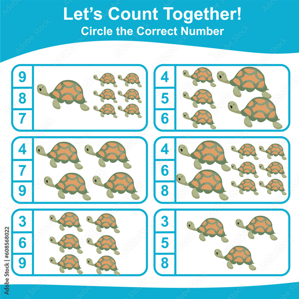 Let’s counting the turtle together and circle the correct number on the ...