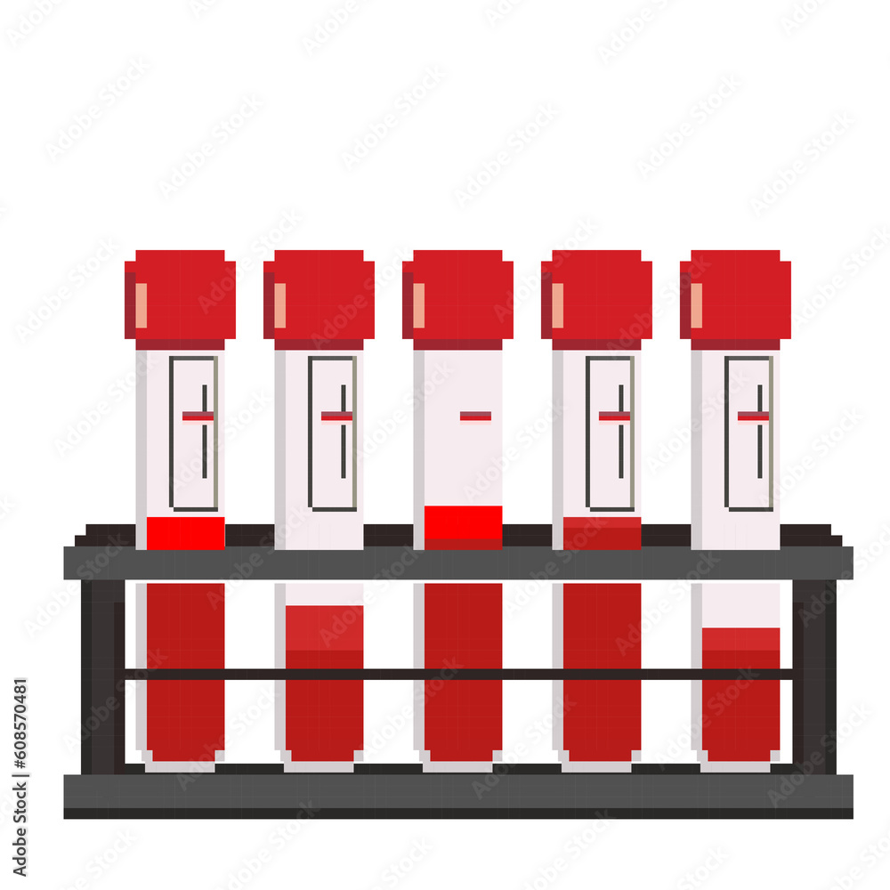 8 bits for red blood cells test tubes of care testing on white ...