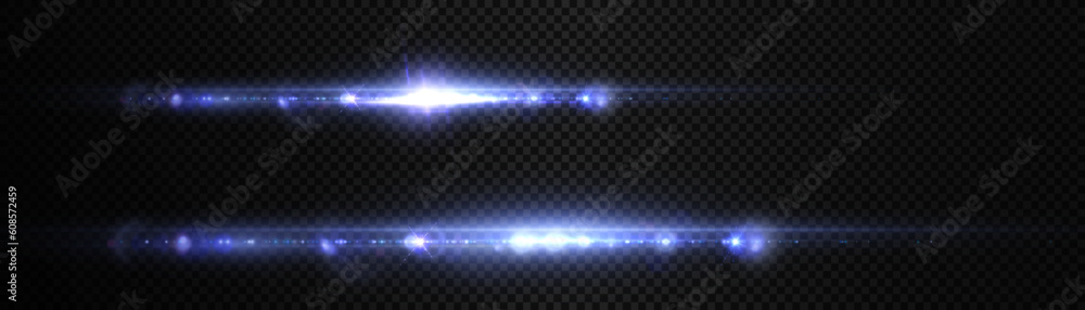 Bright light effect with beams and highlights shine with blue light for ...