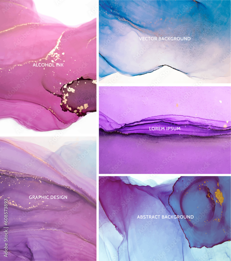 Alcohol ink textures. Vector design of wedding invitation and vip cover ...