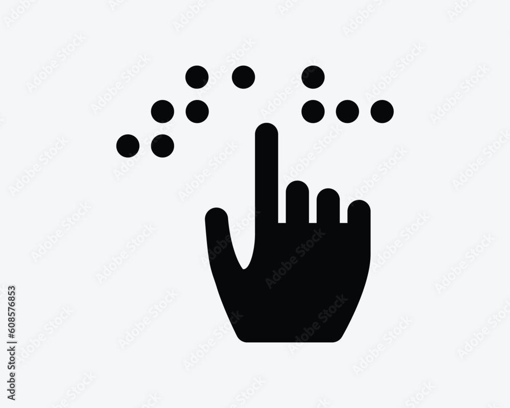 Braille Icon. Blind Person Hand Finger Touch Read Communication ...