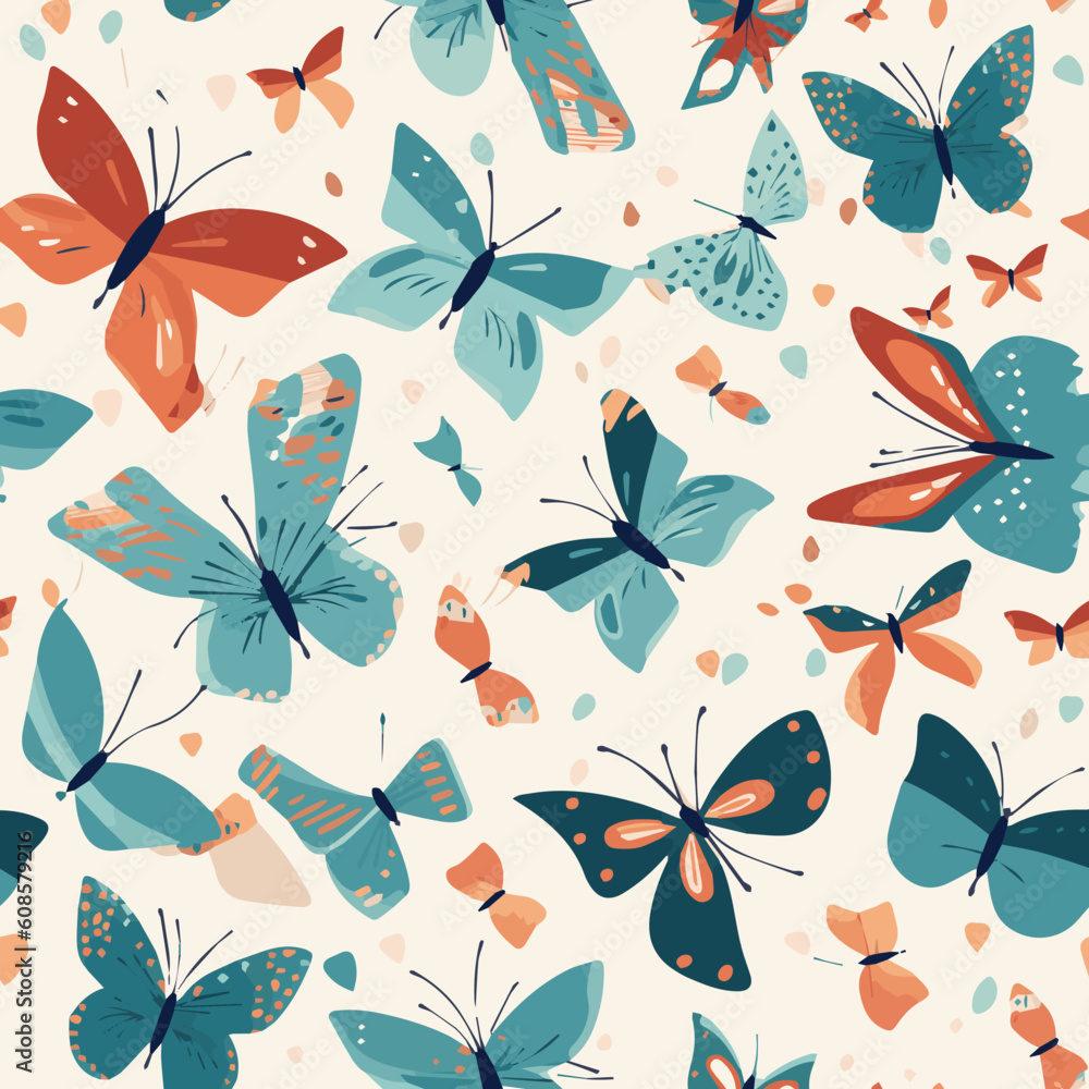 cartoon butterflies pattern, wallpaper, tile, Stock Vector | Adobe Stock