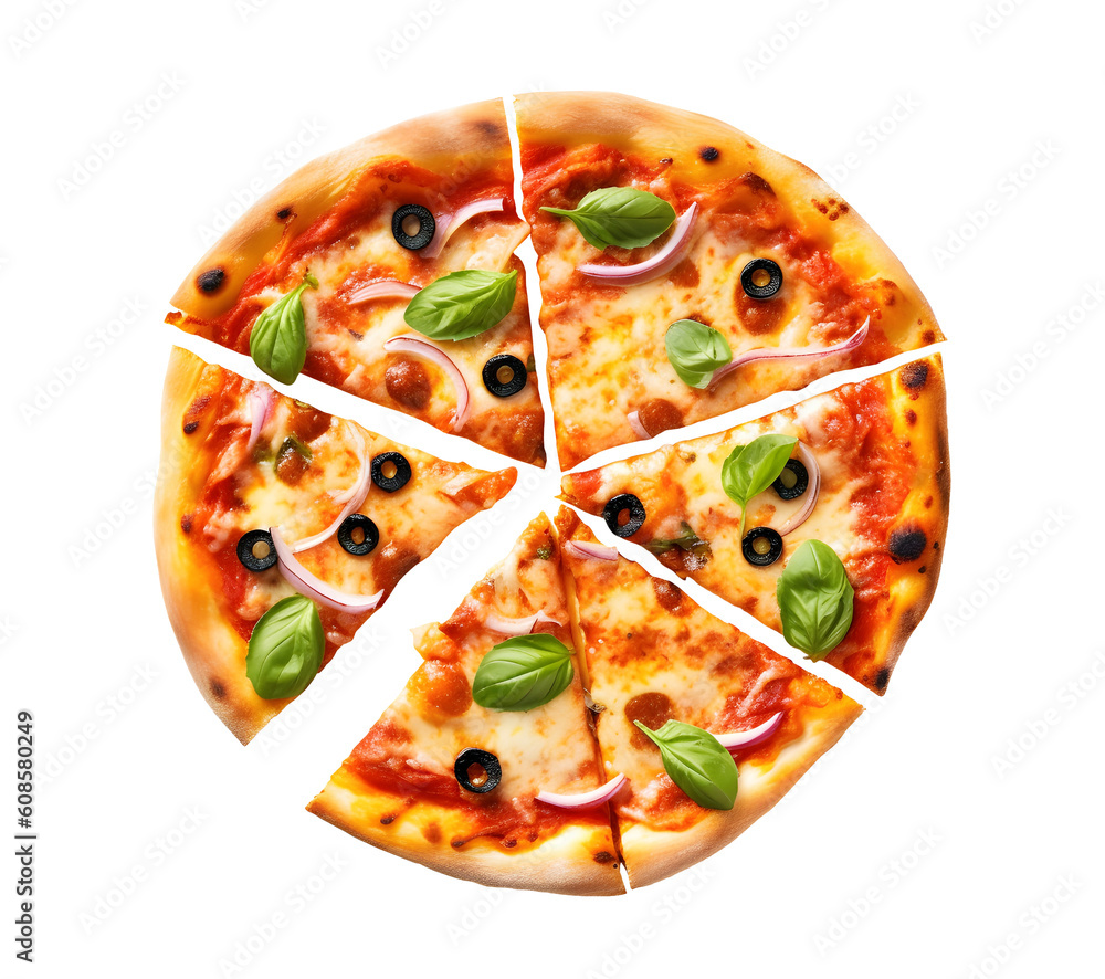 Pizza isolated on transparent background. Italian pizza. Top view. PNG ...