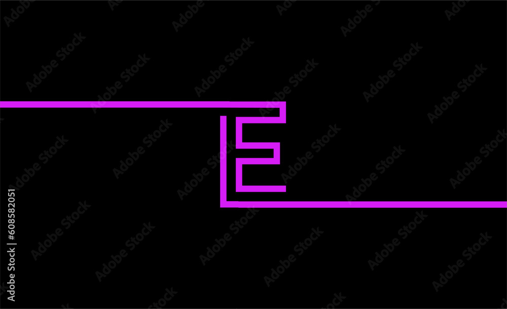 simple graphic design of the letter E with a line model that extends ...