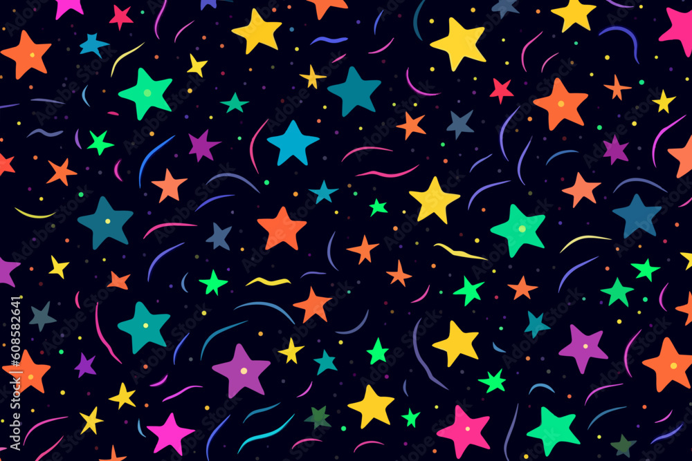 Doodle inspired Glowing stars pattern pattern, cartoon sticker, sketch ...