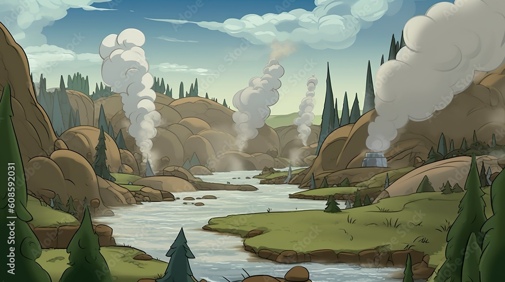 Background geysers. Illustration presentation using a banner style ...
