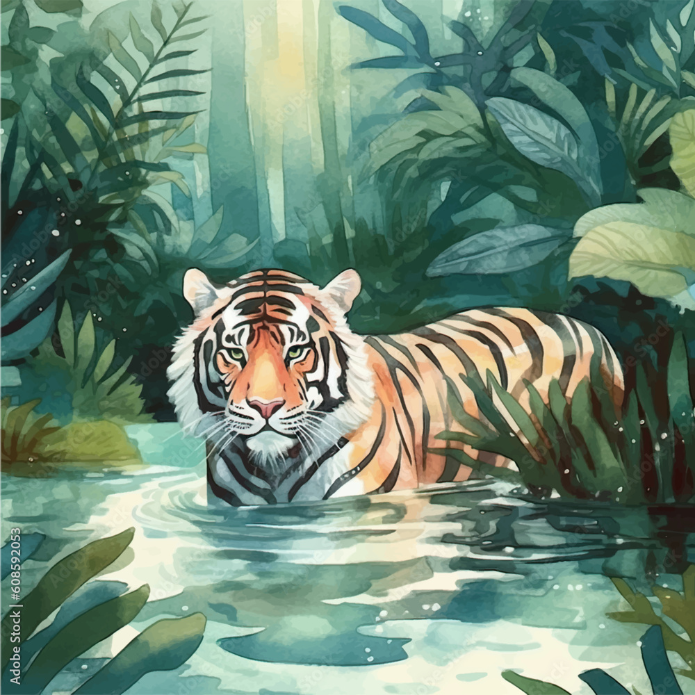Tiger In The Jungle Painting
