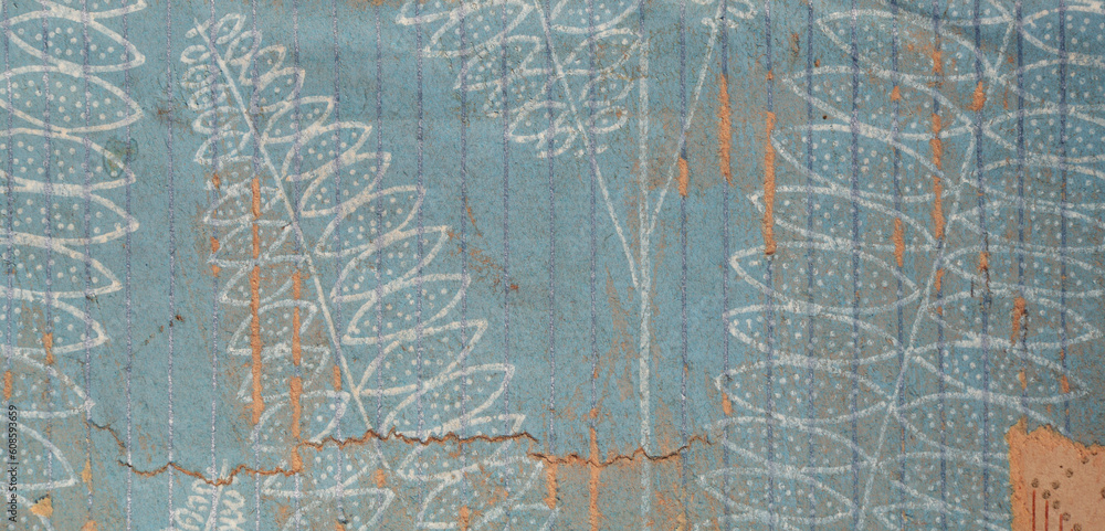 Old torn wallpaper on the wall.Old wallpaper for texture or background ...