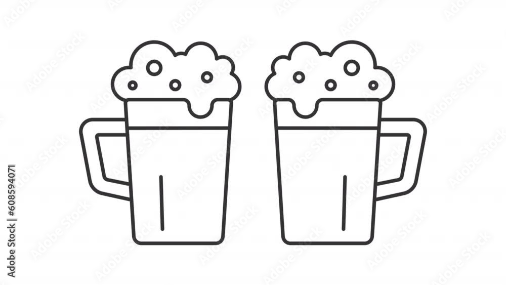Animated beer cheers line icon. Clinking glasses animation. Celebration ...