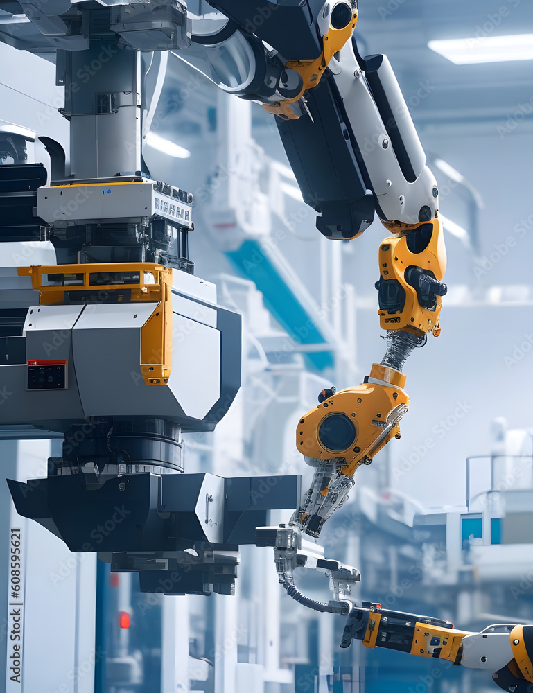 Elegance and precision of a robotic arm in a high-tech manufacturing ...