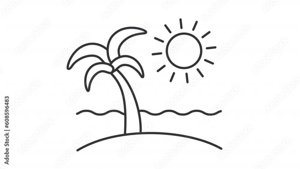Sunburn prevention icons animation. Animated line sun protection ...