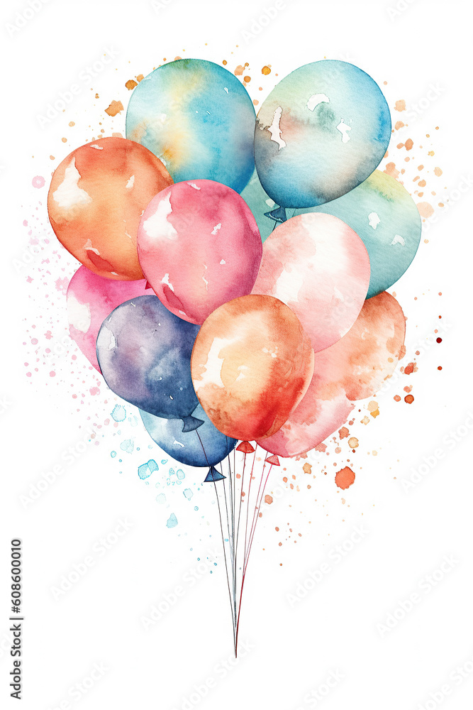 balloon watercolor clipart cute isolated on white background Stock ...