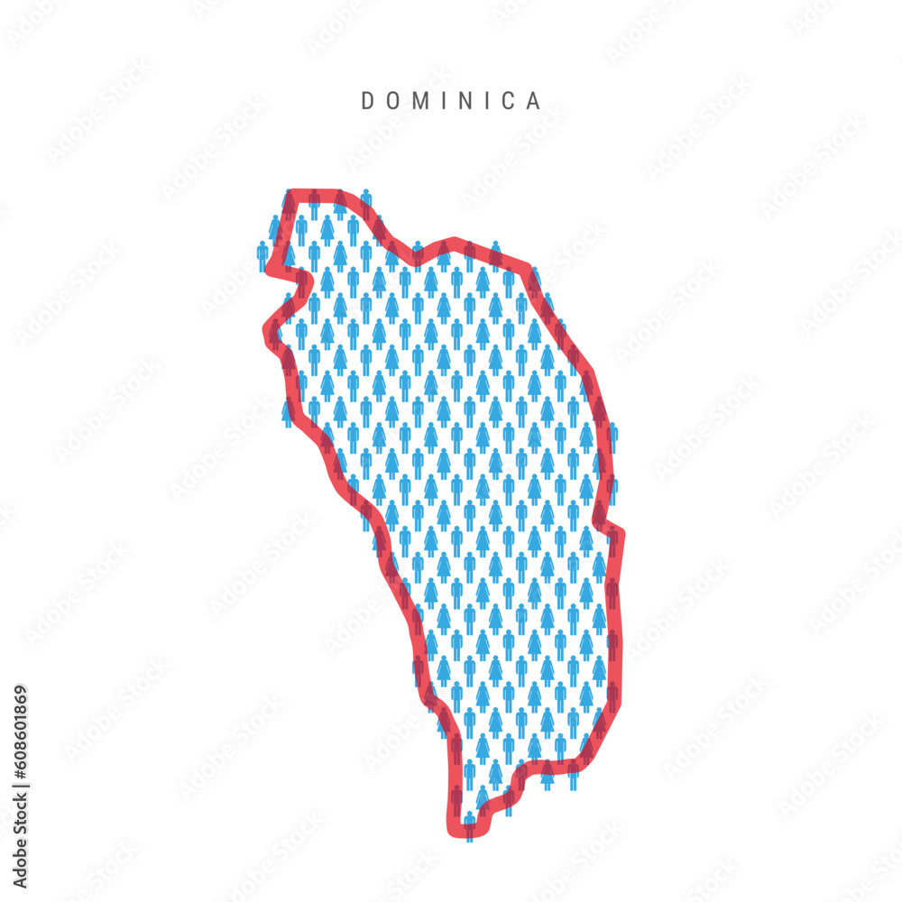 Dominica population map. Stick figures Dominican people map. Pattern of ...
