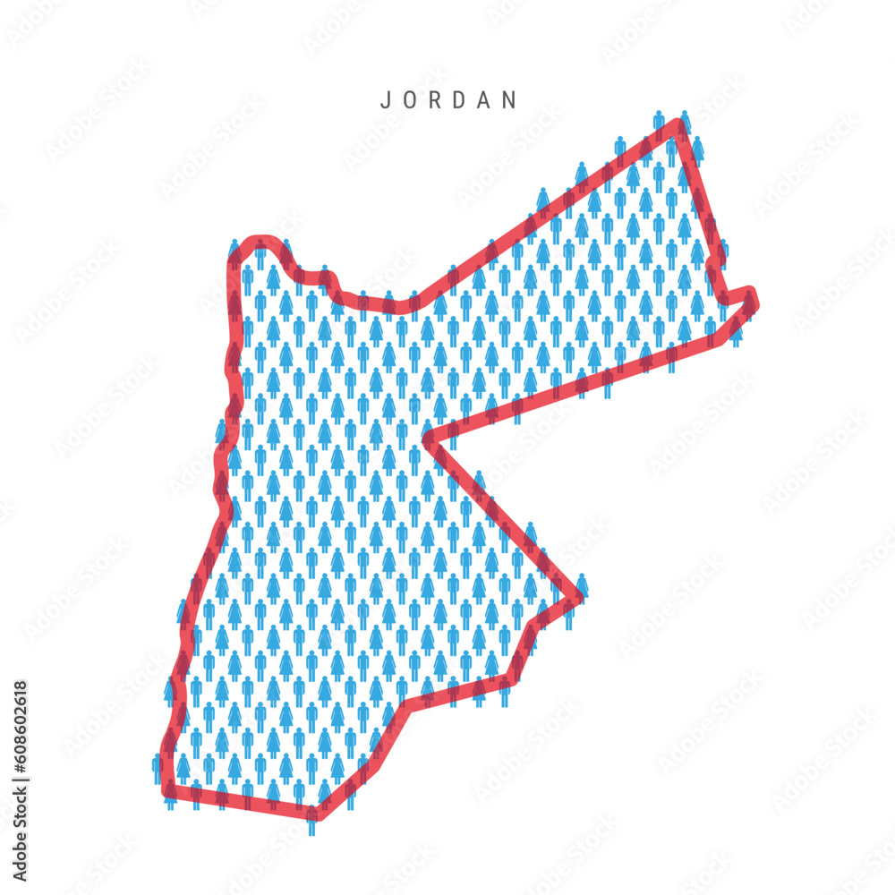 Vetor de Jordan population map. Stick figures Hashemite Kingdom of ...