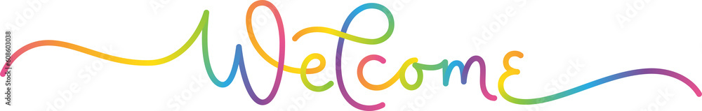 WELCOME colorful monoline calligraphy banner on transparent background ...