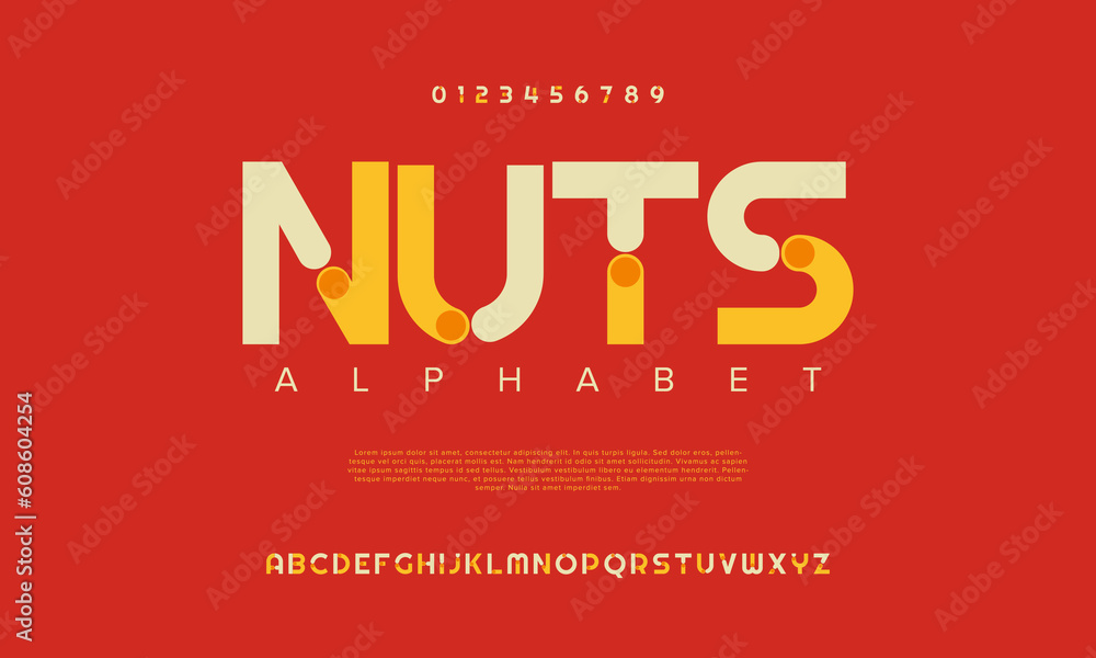 Nuts abstract digital technology logo font alphabet. Minimal modern ...
