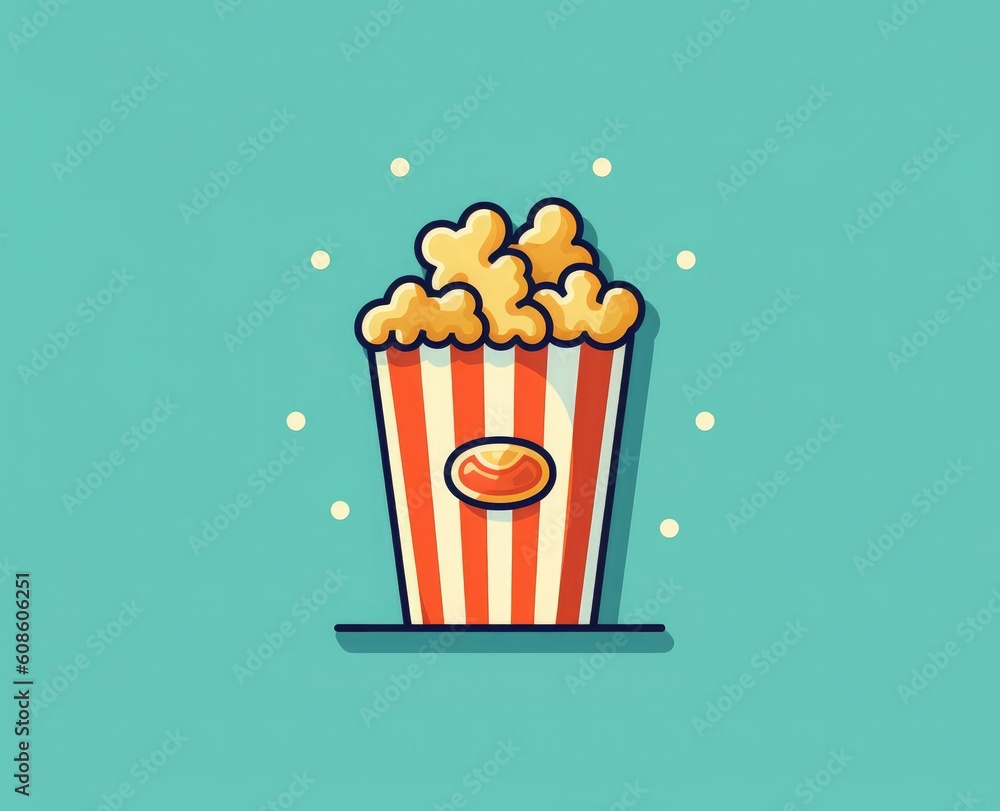 a Popcorn design with an icon, in the style of animated gifs ...