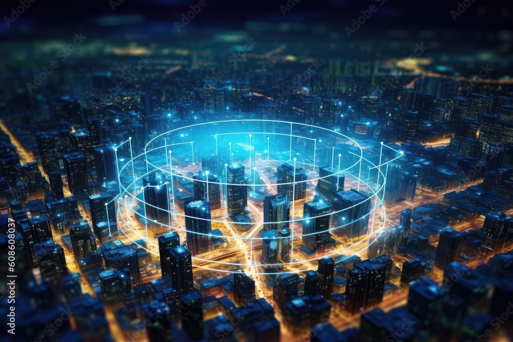 Smart city and abstract dot point connect with gradient line, aesthetic ...