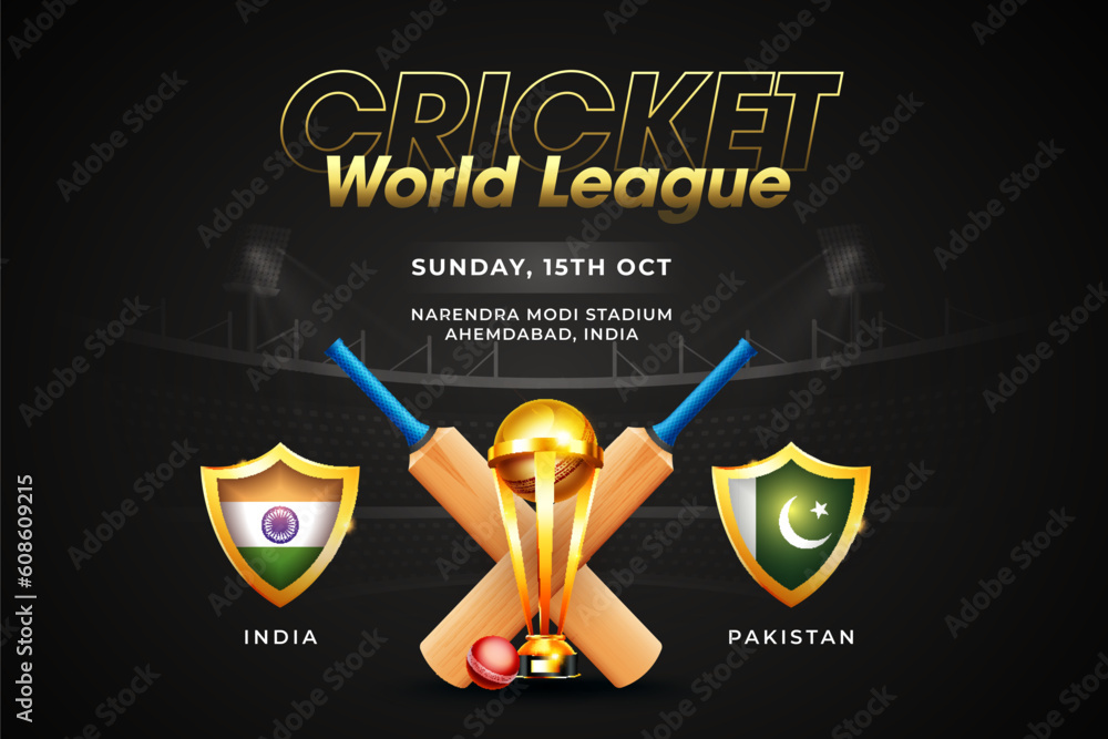 Cricket World League India vs Pakistan match header or banner with ...