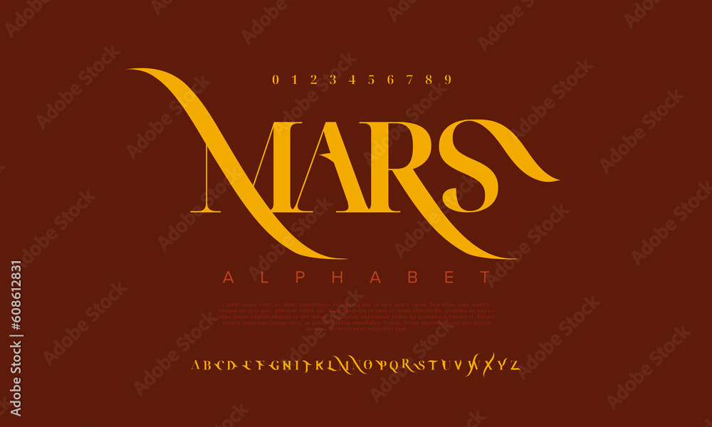 Mars abstract digital technology logo font alphabet. Minimal modern ...