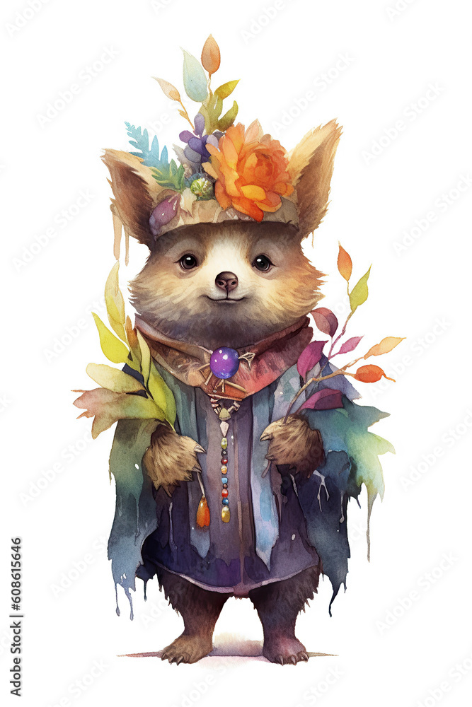 druid forest watercolor clipart cute isolate white background Stock ...