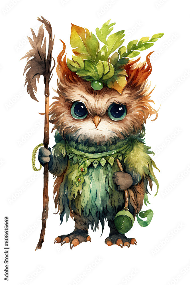 druid forest watercolor clipart cute isolate white background Stock ...