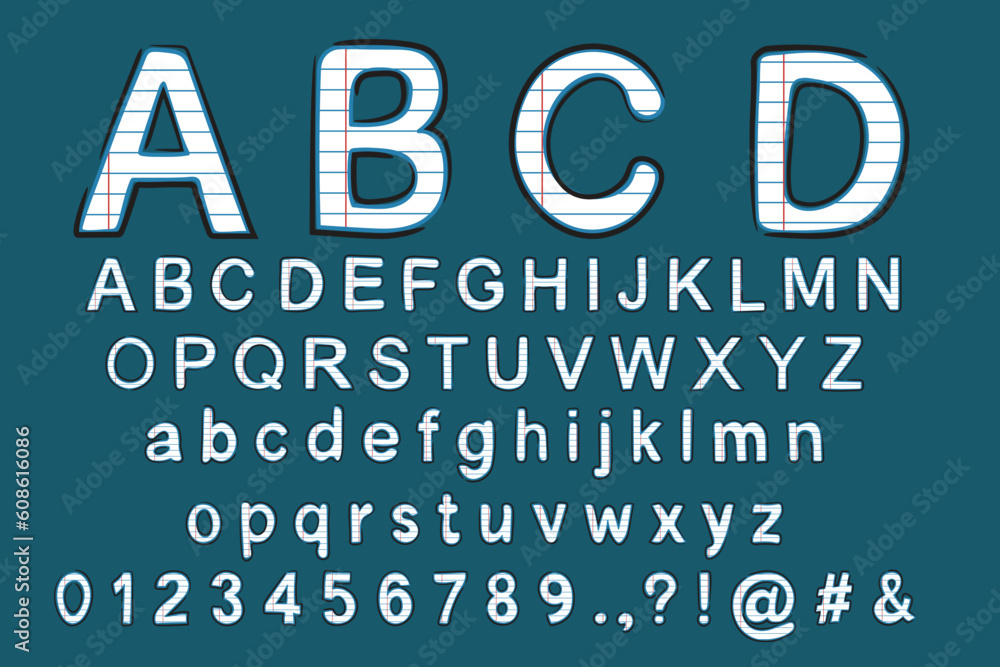 Alphabet clipart, notebook letter display font style. Stock Vector ...