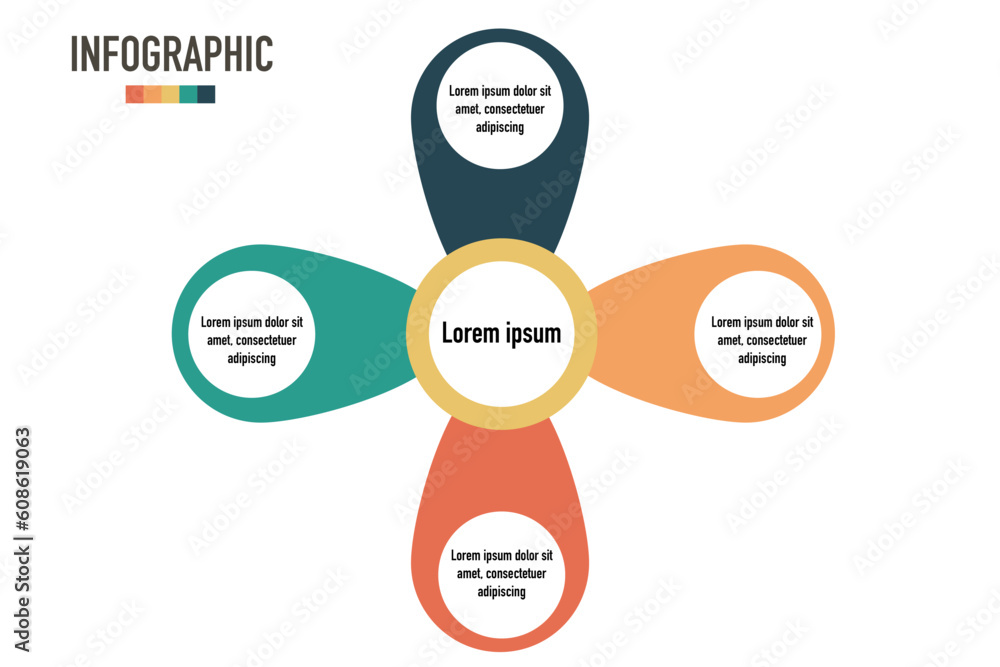 4 segments circular diagram concept. Infographic business design vector ...