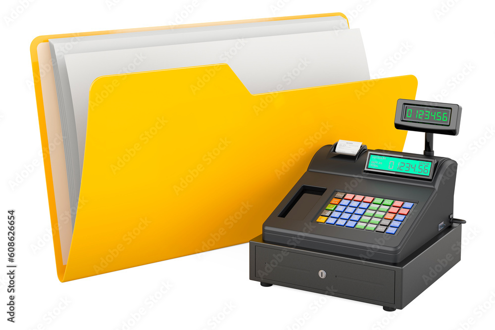Computer folder icon with cash register, 3D rendering Stock ...