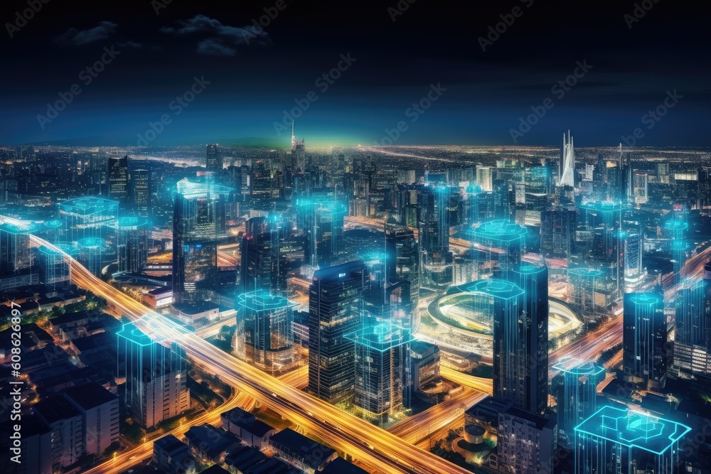 5G network wireless internet Wi-fi connection and internet of things ...