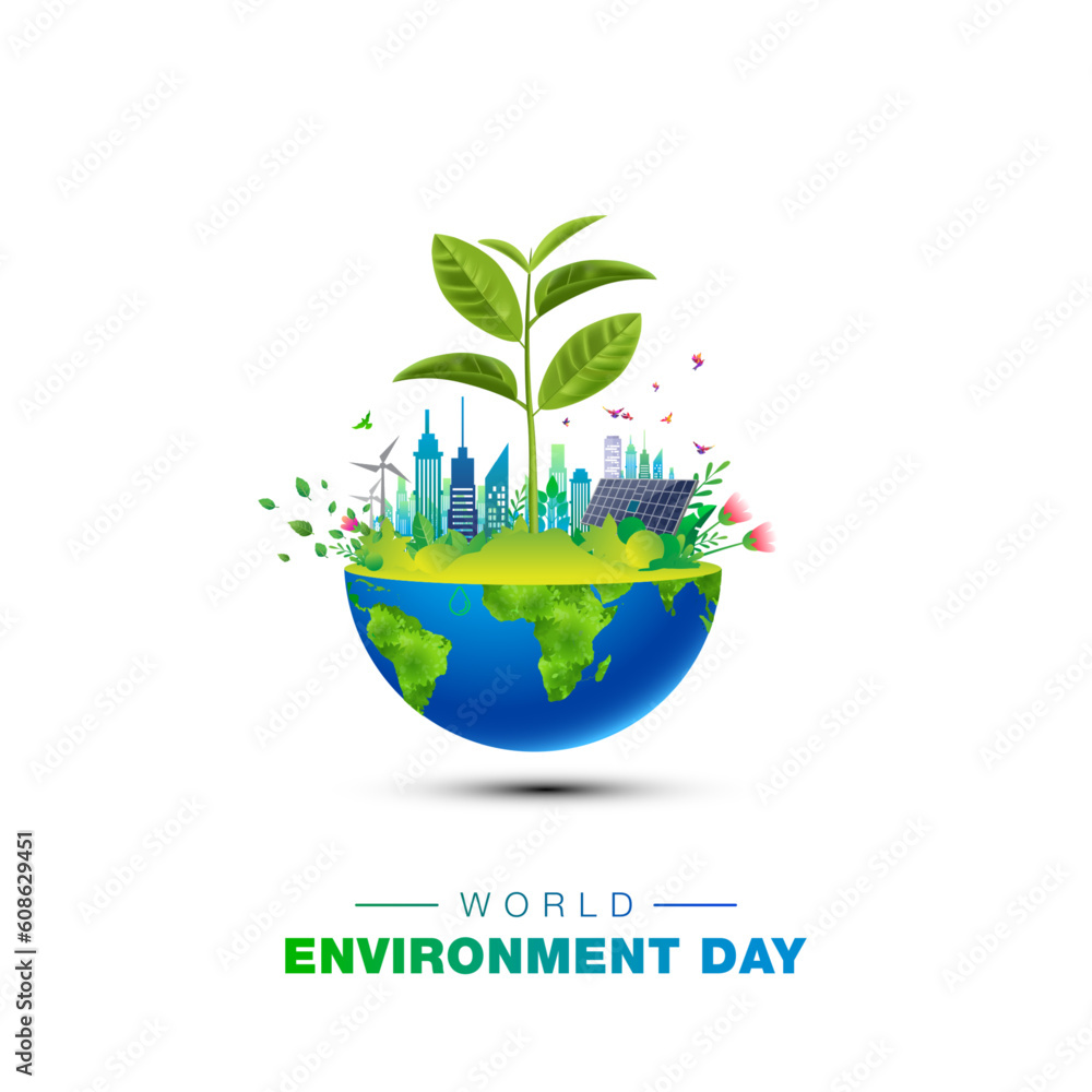 05th June, World Environment day Creative poster design. 3d World with ...
