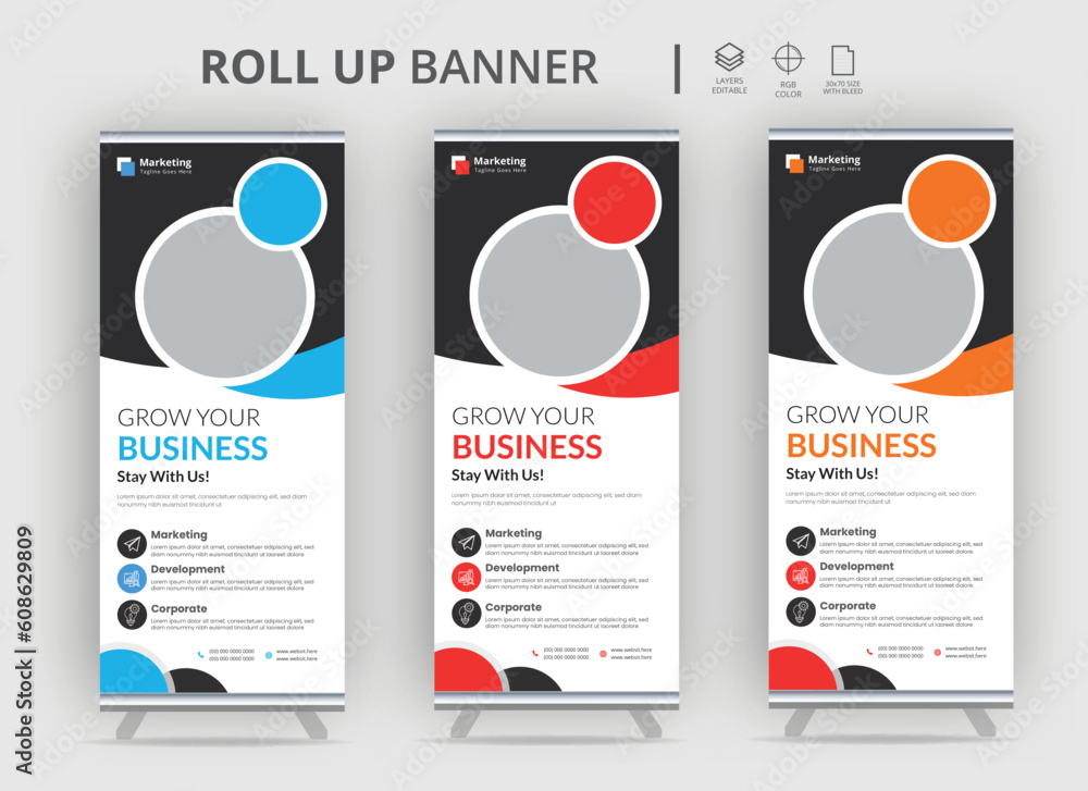 Business Roll-Up Banner Stand. Presentation concept. Abstract modern ...