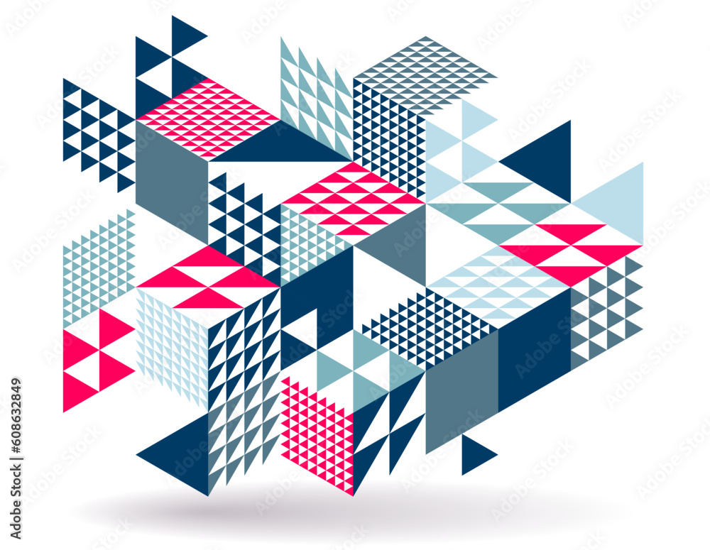 Abstract vector wallpaper with 3D isometric cubes blocks, geometric ...