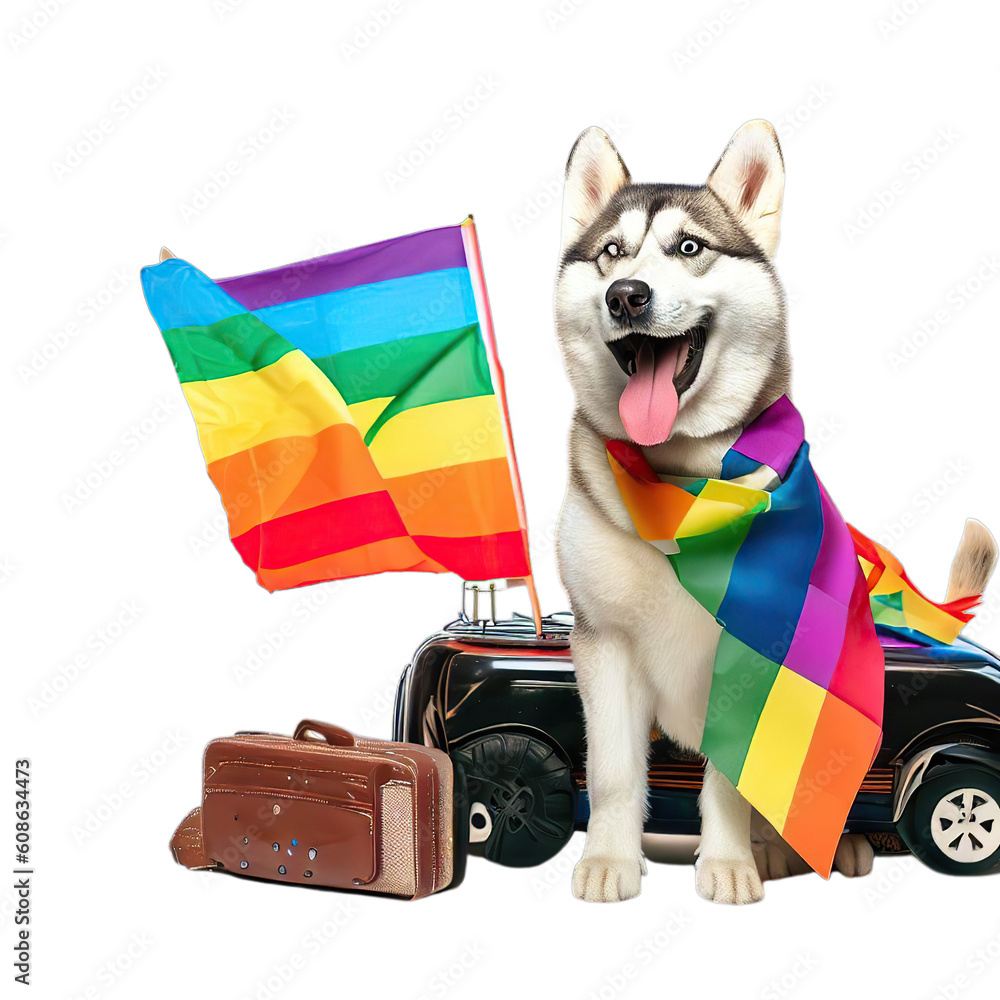dog happy pride month and Pride flag Stock Illustration | Adobe Stock