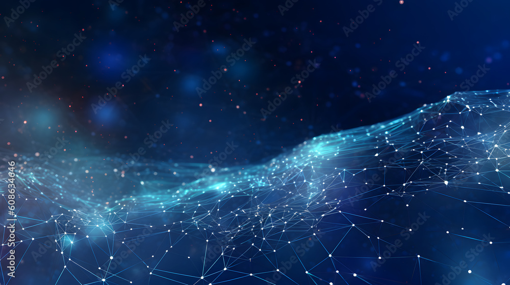 abstract digital background that showcases the dynamic flow of binary code through a network of ...