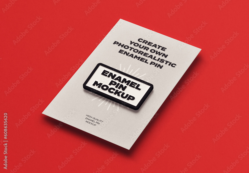 Enamel Pin Mockup Template Card Logo Soft Apparel Clothes Stock ...