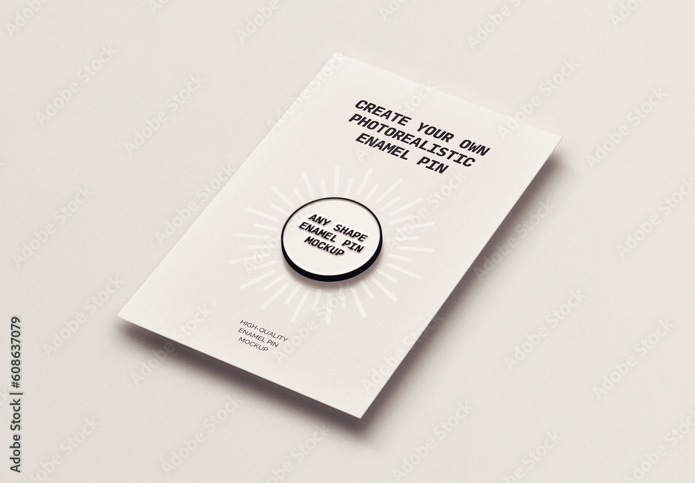 Enamel Pin Mockup Template Card Logo Soft Apparel Clothes Stock ...