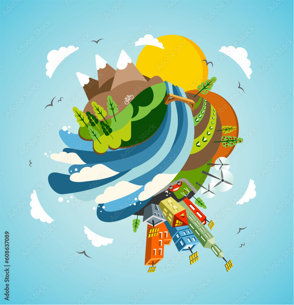 Go green energy Earth globe. Global sustainable development concept ...