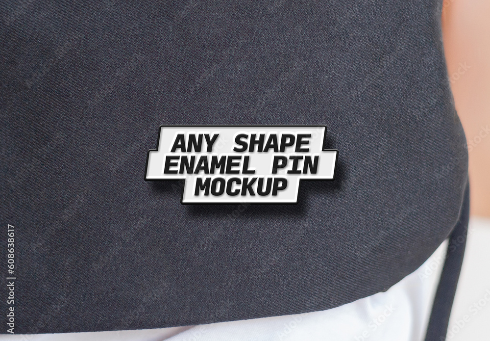 Enamel Pin Mockup Template Card Logo Soft Apparel Clothes Stock ...