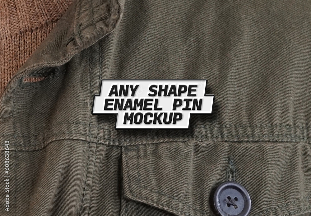 Enamel Pin Mockup Template Card Logo Soft Apparel Clothes Stock ...