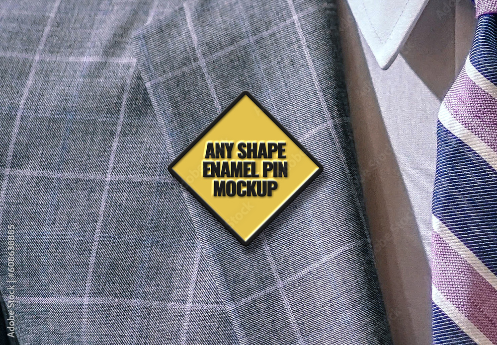 Enamel Pin Mockup Template Card Logo Soft Apparel Clothes Stock ...